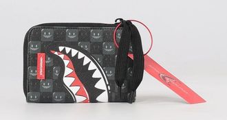Sprayground Rei&szlig;verschluss-Geldb&ouml;rse von aus schwarzer beschichteter Baumwolle mit Karomuster