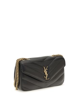 Saint Laurent Womens Leather Crossbody Bag Loulou Black Lamb Shoulder