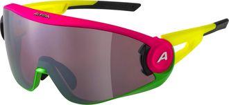 Alpina 5W1NG Q - Verspiegelte, Kontrastverstärkende & Beschlagfreie Sport- & Fahrradbrille Mit 100% UV-Schutz Für Erwachsene, pink-green-yellow matt, One Siz