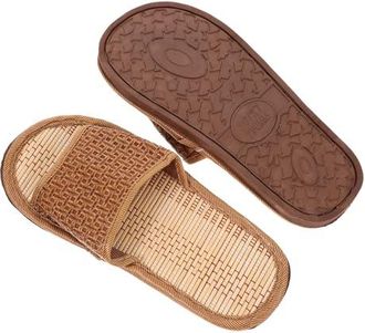 BESTONZON Pantoufles en Rotin Tressé à Semelle Antidérapante en Bambou Taille 38-39 Couleur Abricot Sandales DIntérieur Légères et Respirantes pour Usage Estiva