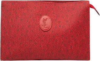 Saint Laurent Sac pochette Pre-owned en toile - Femme - Pre-owned - Rouge - Taille: ONE Size