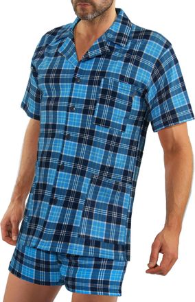 Sesto Senso Eleganter Kariert Kurzarm Pyjama Herren zum Knöpfen Schlafanzug Kurz Baumwolle Kurze Shorts 3XL 2629/13