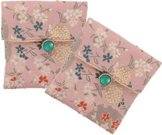 BESPORTBLE 2 pi&egrave;ces Pochette Bijoux Chinoise Brocart Lot avec Rabat de Rangement S&eacute;curis&eacute; et Compact &Eacute;tui Voyage pour Femmes et Filles Anti-rayures pour Colliers