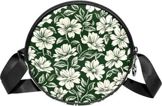 Generic Sac &agrave; bandouli&egrave;re rond pour femme, motif floral, vintage, petit sac &agrave; dos &agrave; bandouli&egrave;re avec fermeture &eacute;clair, bretelles r&eacute;glables, sac &agrave; main rond d&eacute;