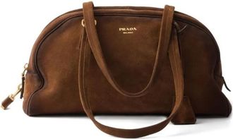 Prada Hobo Bags - Bowling Medium Suede Bag - Gr. unisize - in Schwarz - f&uuml;r Damen