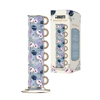 Bialetti Set mit 6 stapelbaren Bridgerton-Bechern, Porzellan, 60 ml