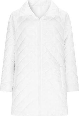 Generic Manteau matelass&eacute; pour femme avec col montant et fermeture &eacute;clair - Manteau dhiver rembourr&eacute; avec poches, blanc, XXL