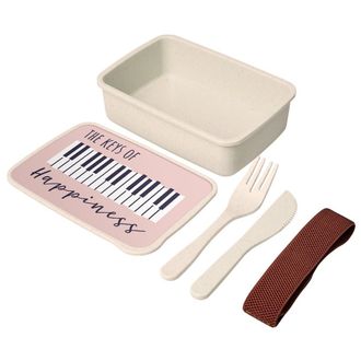 Fabulous Lunch Box Lunchbox mit Besteck, Pink - The Keys of Happiness Musiker Instrument Piano - 700 ml