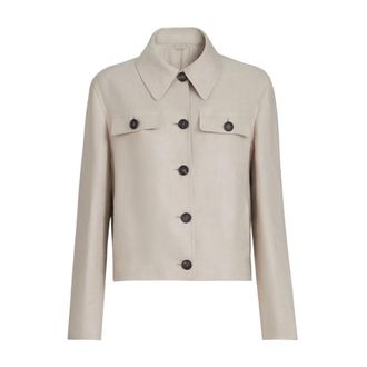 Brunello Cucinelli Leinenjacke Diagonal mit Monili - - Jackets - Damen - Beige - M
