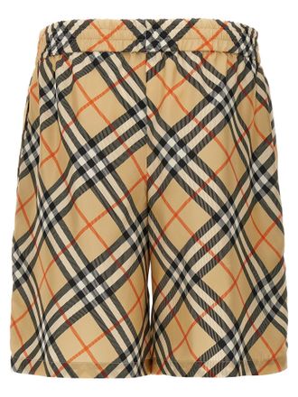 Burberry Burberry Check Silk Bermuda Shorts - Beige