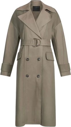 Liu Jo Femme, Manteaux, Gris, Taille: 38 FR Trench-coat en laine à double boutonnage