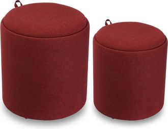 VERSA Bangalore Quadratischer Puffhocker Fu&szlig;hocker f&uuml;r Wohn- oder Schlafzimmer, 2er Set, mit Stauraum, Ma&szlig;nahmen (H x L x B) 44 x 39 x 39 cm, Textil, Farbe: