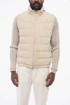 Brunello Cucinelli Suede Gilet with Down Filling Brunello Cucinelli