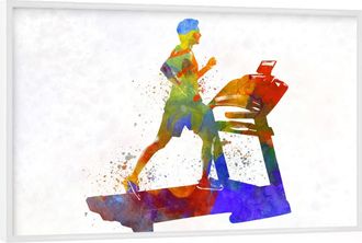 artboxONE Poster mit wei&szlig;em Rahmen 60x40 cm Sport Male Running Treadmill - Bild Sport Color Gym