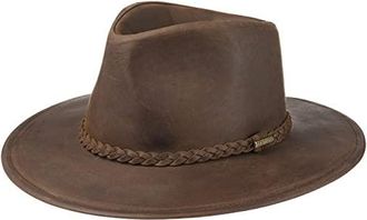 Stetson Chapeau Western Buffalo Leather Femme/Homme - de Rodeo Cowboy avec Bandeau en Cuir Ete Printemps-ete - XL (60-61 cm) Marron Fonce