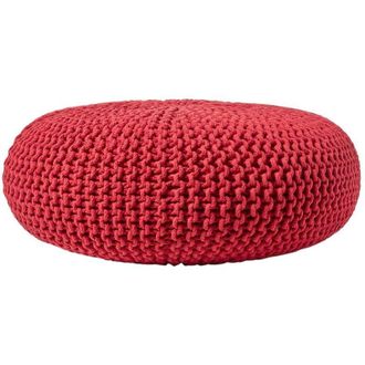 Homescapes Homescapes - Pouf en tricot rond Rouge Tr&egrave;s grand