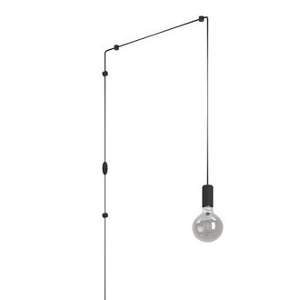 Eglo Suspension luminaire Pinetina, lampe de plafond suspendue avec c&acirc;ble et prise, lustre pour salon et salle &agrave; manger, m&eacute;tal noir, douille E27