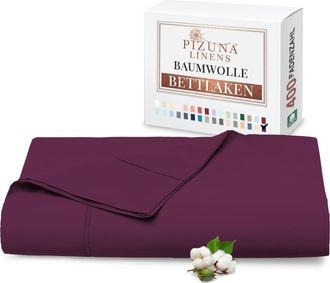 Pizuna Bettlaken ohne Gummizug Baumwolle 230x280 cm Pflaume, 400 Fadenzahl 100% Langstapel Baumwolle Bettlaken, Satinbindung Flachlaken Mit stilvollem 5 cm S