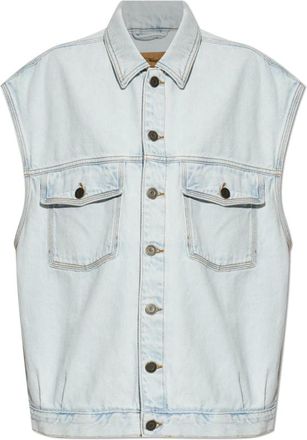 American Vintage Femme, Vestes, Bleu, Taille: 36/38 FR Denim Vest
