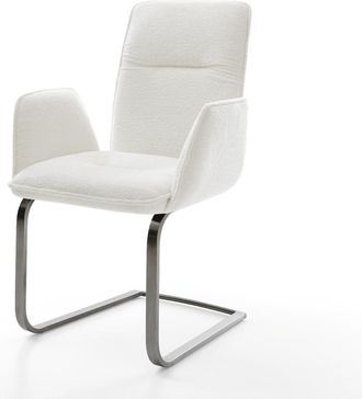 DELIFE Freischwinger Vinja-Flex Bouclé Soft Beige Freischwinger flach Graphit, Esszimmerstühle