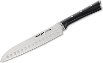 T-fal Ice Force Santoku Messer, 18cm, Korrosionsschutz, Handschutz, Edelstahl, Edelstahl/Schwarz, K23206
