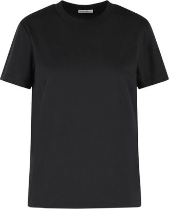 Moncler Femme, Tops, Noir, Taille: 38 FR T-shirt en coton avec logo brod&eacute;