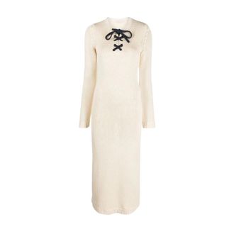 Zimmermann Cremefarbenes Spitzen-Up Baumwoll-Midi-Kleid - - Dresses - Damen - Beige - L