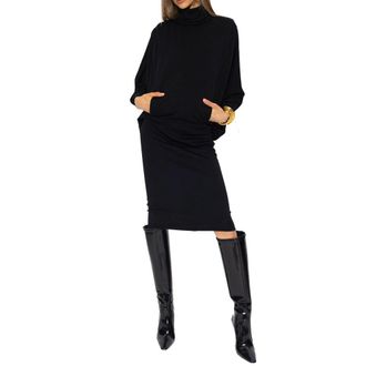 Saint Laurent Womens Black Wool Casual Dress
