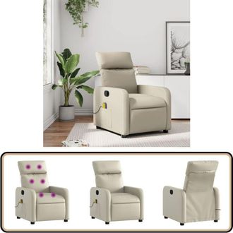 vidaXL Fauteuil inclinable de massage Crème Similicuir - Fauteuil Inclinable - Fauteuil Massant - Chaise Relaxante - Relaxation - Massage