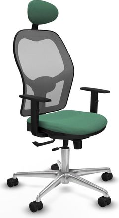 Piqueras y Crespo B&uuml;rostuhl aus Stoff, h&ouml;henverstellbar, mit 1D-Armen, h&ouml;henverstellbare Lendenwirbelst&uuml;tze und festes Kopfteil, Grau/Smaragdgr&uuml;n