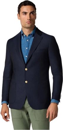 Brooks Brothers Homme, Vestes, Bleu, Taille: 6XL Blazer Hopsack avec boutons dor&eacute;s