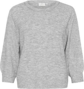 Kaffe Femme, Pulls, Gris, Taille: 38 FR Pull Gris Chiné avec Détail Similisten
