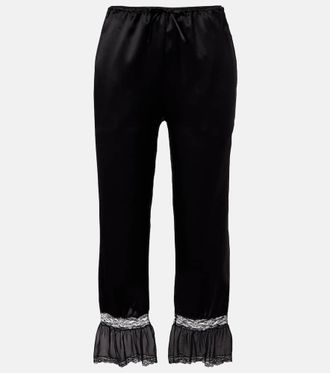 Saint Laurent Pantalon ample en satin de soie