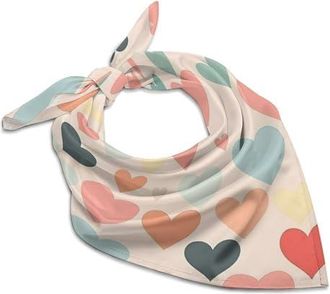 Generic Écharpe carrée en soie colorée en forme de coeur - Écharpe légère pour la Saint-Valentin - Écharpe respirante pour cheveux - Cadeau pour femme et homm