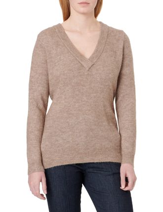Object Womens OBJELLIE L/S V-Neck Pullover NOOS Strickpullover, Fossil, S