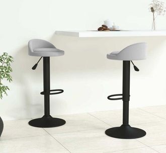 vidaXL Barhocker 2 Stk. Hellgrau Samt Vidaxl