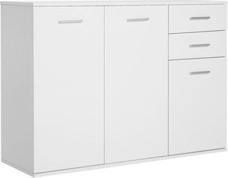 HOMCOM Buffet meuble de rangement 2 tiroirs coulissants 2 placards &eacute;tag&egrave;re r&eacute;glable panneaux particules blanc-others