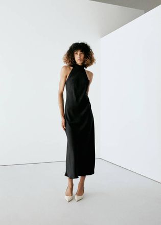 Mango Robe satin&eacute;e emmanchures am&eacute;ricaines noir - Femme - XS - MANGO