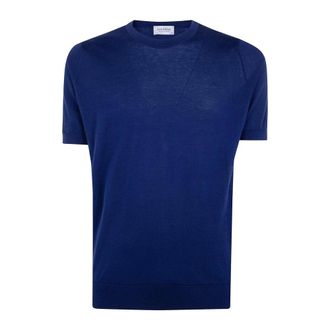 John Smedley T-shirt &agrave; col rond Kempton &agrave; manches courtes - Homme - Pulls - Bleu - Taille: S