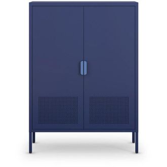 DRAWER Buffet haut 2 portes en m&eacute;tal H110cm - Bleu - Adel