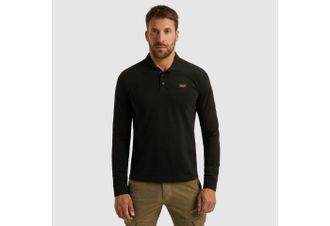 PME Legend Langarm-Poloshirt mit Logo-Aufn&auml;her