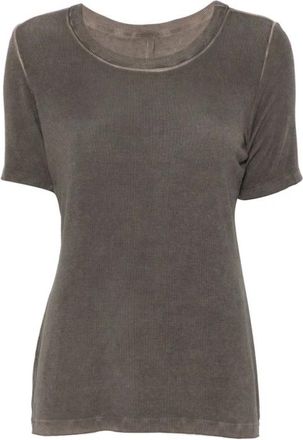 Uma Wang UMA Wang, Femme, Tops, Gris, Taille: 38 FR T-shirt &agrave; col rond c&ocirc;tel&eacute;