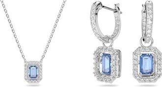 Swarovski Millenia Pendentif & Bracelet, Taille octogonale, Bleu, Plaqué rhodium