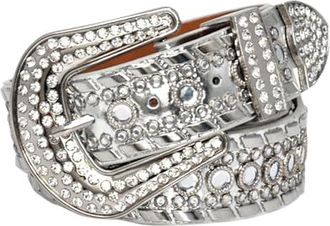 Generic Ceinture Elastique - Ceinture pour femme en cuir brillant &agrave; la mode avec boucle argent&eacute;e &eacute;l&eacute;gante pour jeans et pantalons d&eacute;contract&eacute;s