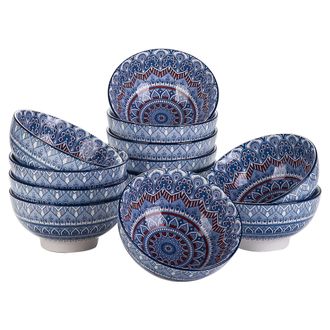 VANCASSO Tafelservice M&uuml;slischalen Porzellan, vancasso MANDALA Serie 12 teiliges Schalen Set, M&uuml;slisch&uuml;ssel, M&uuml;sli Schale, Dessertschale, Eisschale, b&ouml;hmischer