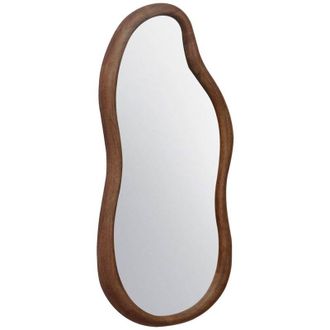Sweeek Miroir organique AUSTIN en bois dhévéa. couleur noyer. 70 cm