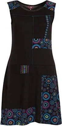 Coline Robe Courte imprim&eacute;e sans Manche - Couleur : Noir - Taille : XL