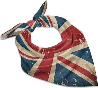 Generic Écharpe vintage carrée en soie légère avec drapeau britannique rétro pour cheveux respirant Cadeau pour homme et femme, multicolore, 46x46cm