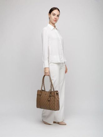 Guess Womens Tote Bag Latte Logo Polyurethane - Tote-Bags