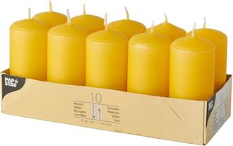 Papstar 10 Stumpenkerzen Ø 40 mm · 90 mm goldgelb